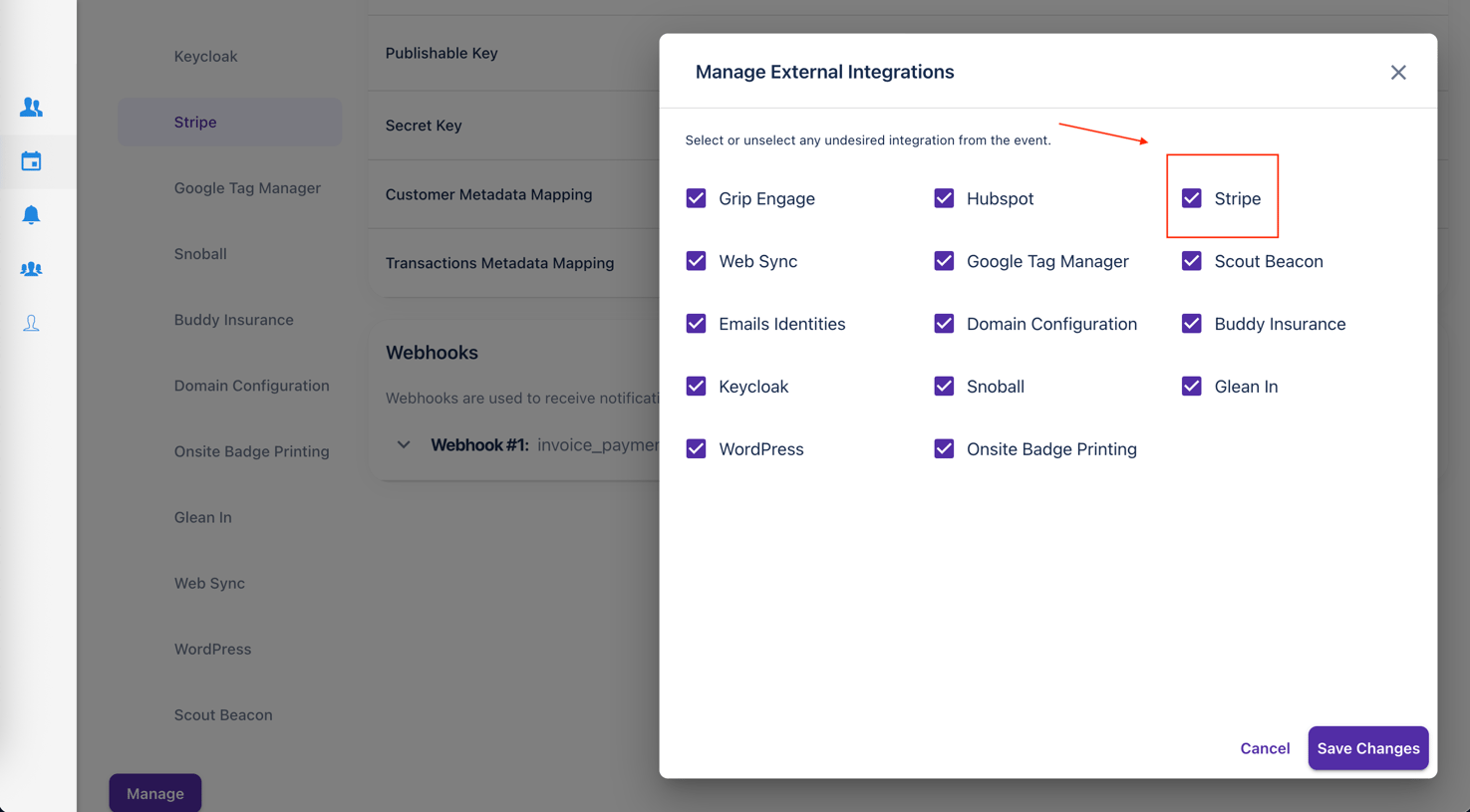 How do I set up Stripe in Grip Manage for Payments